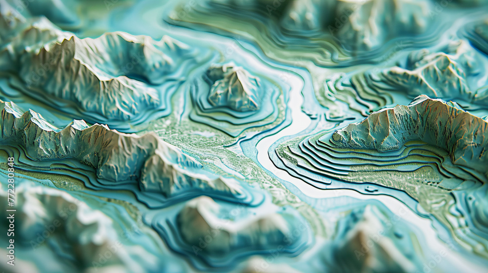 Maquetes de mapas em terreno montanhoso, em estilo relevo 3D ...