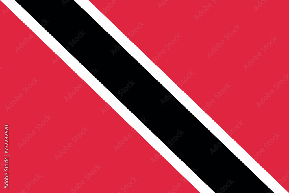 Flag of Trinidad and Tobago. A red flag with diagonal black and white ...