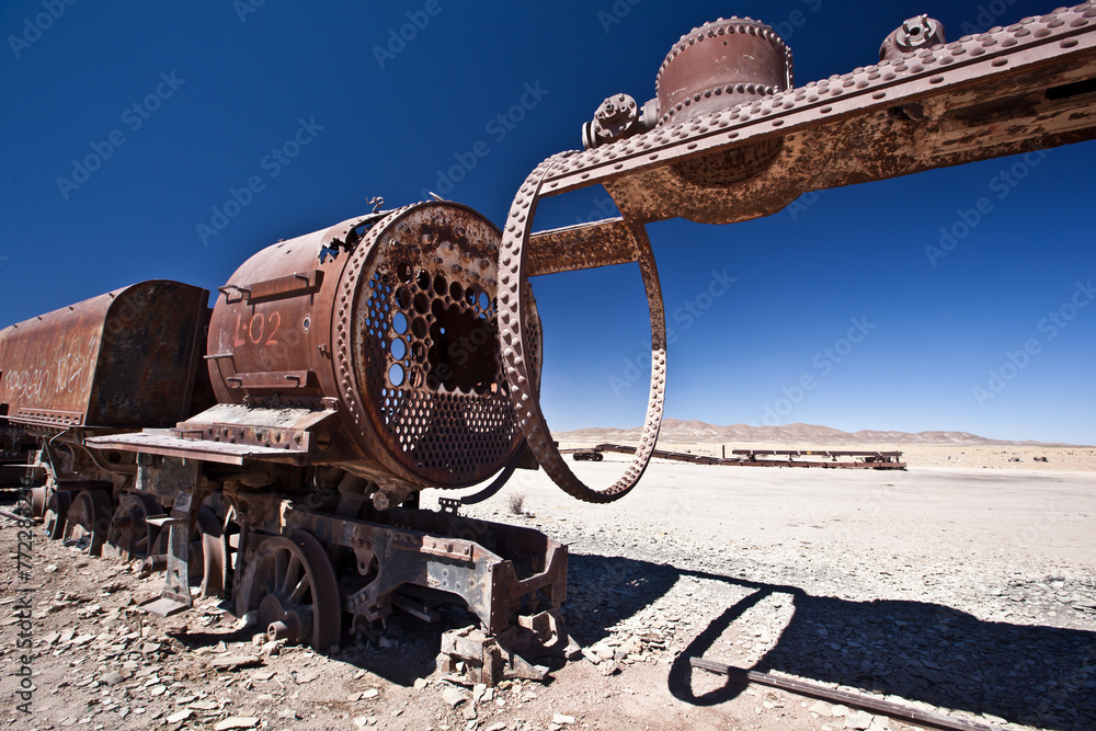 old steam locomotive In the train cemetery, the site of ancient trains ...