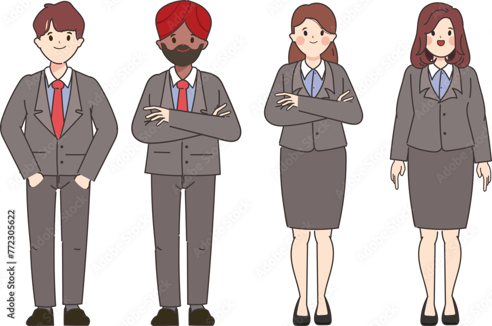 Businesswoman character pose set in suit uniform. Employee people in ...