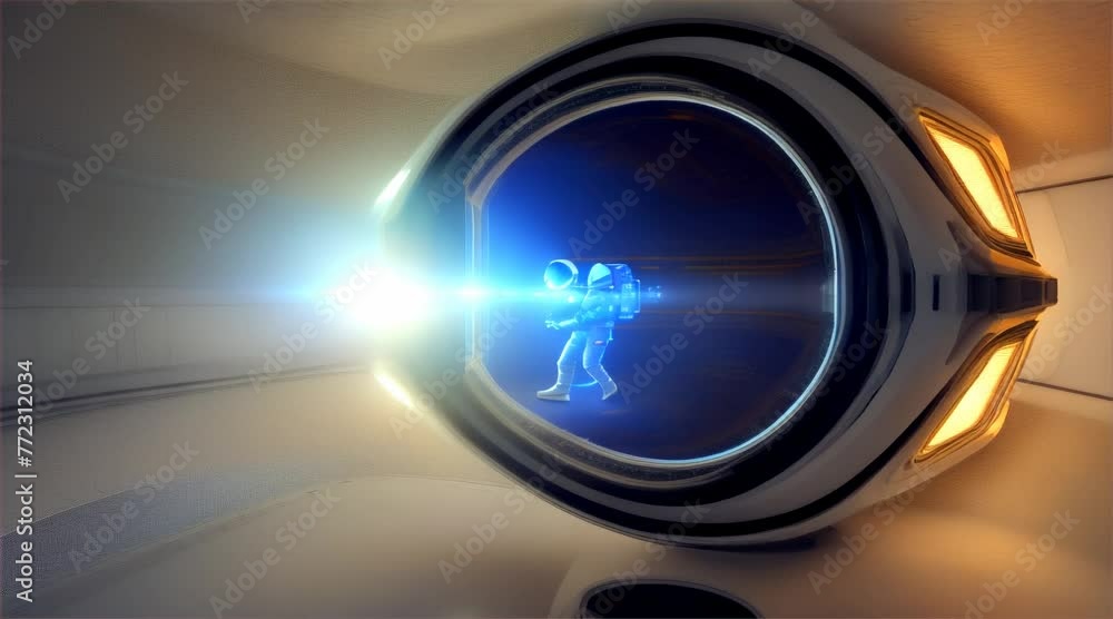 An astronaut is wearing an oxygen suit outside on a spacecraft ...