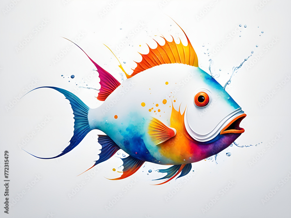 Colorful devil fish swimming in a colorful background, illustrated by ...