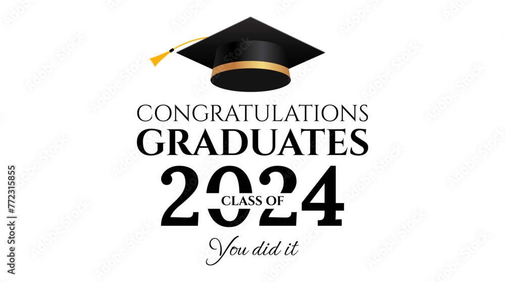 Congratulations graduates, Class of 2024. Graduation greeting banner ...