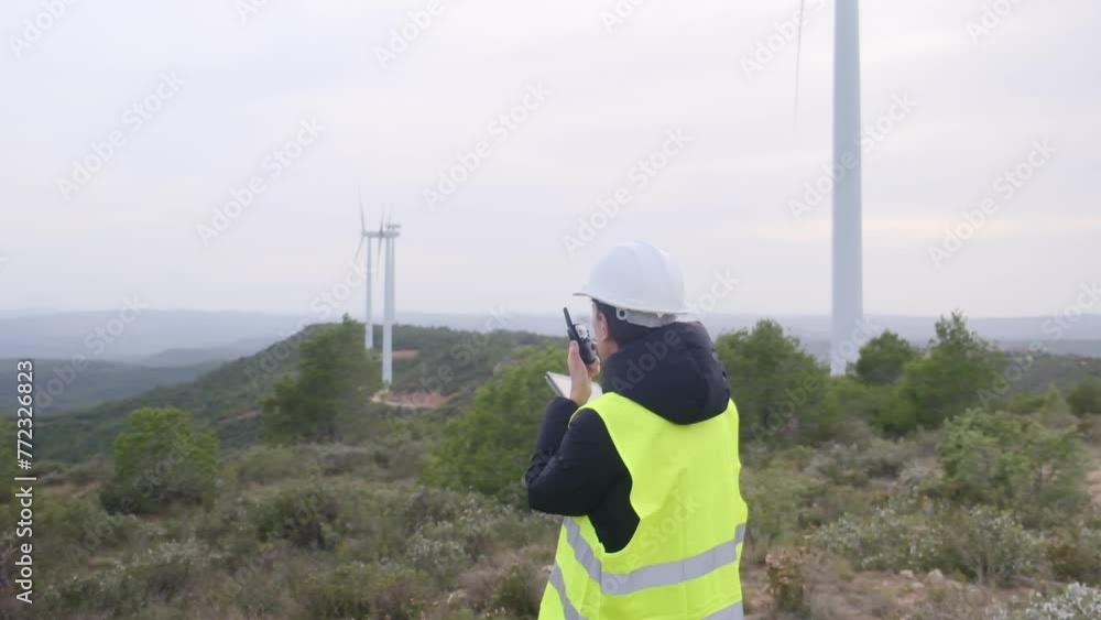 Vídeo do Stock: The female engineer uses a tablet to monitor and manage ...