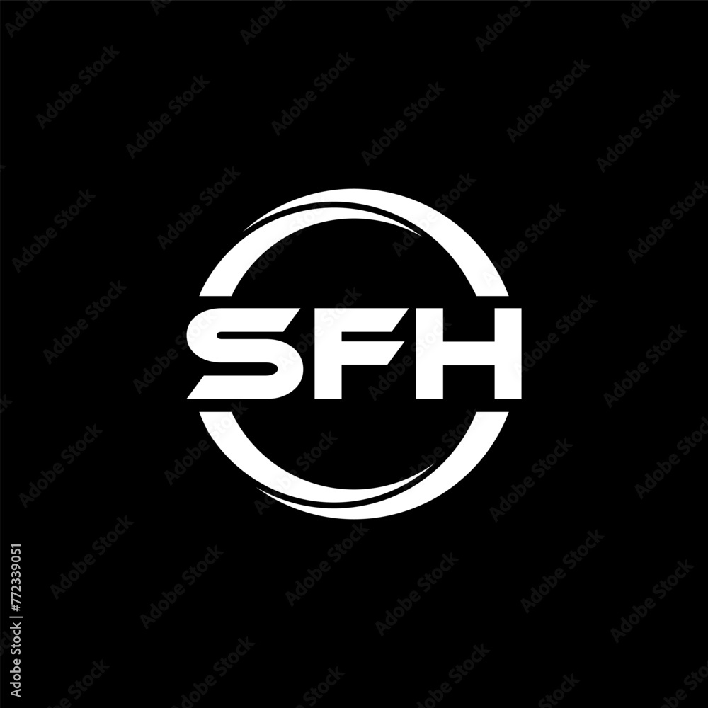 SFH letter logo design in illustration. Vector logo, calligraphy ...