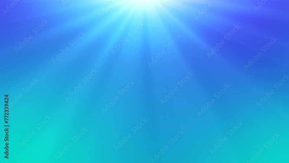 Abstract background with blue sun in the sky, lights full screen blue ...
