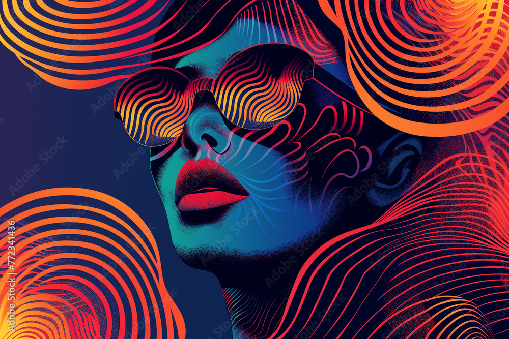 Abstract vector art depicting an amalgamation of vibrant waves and ...