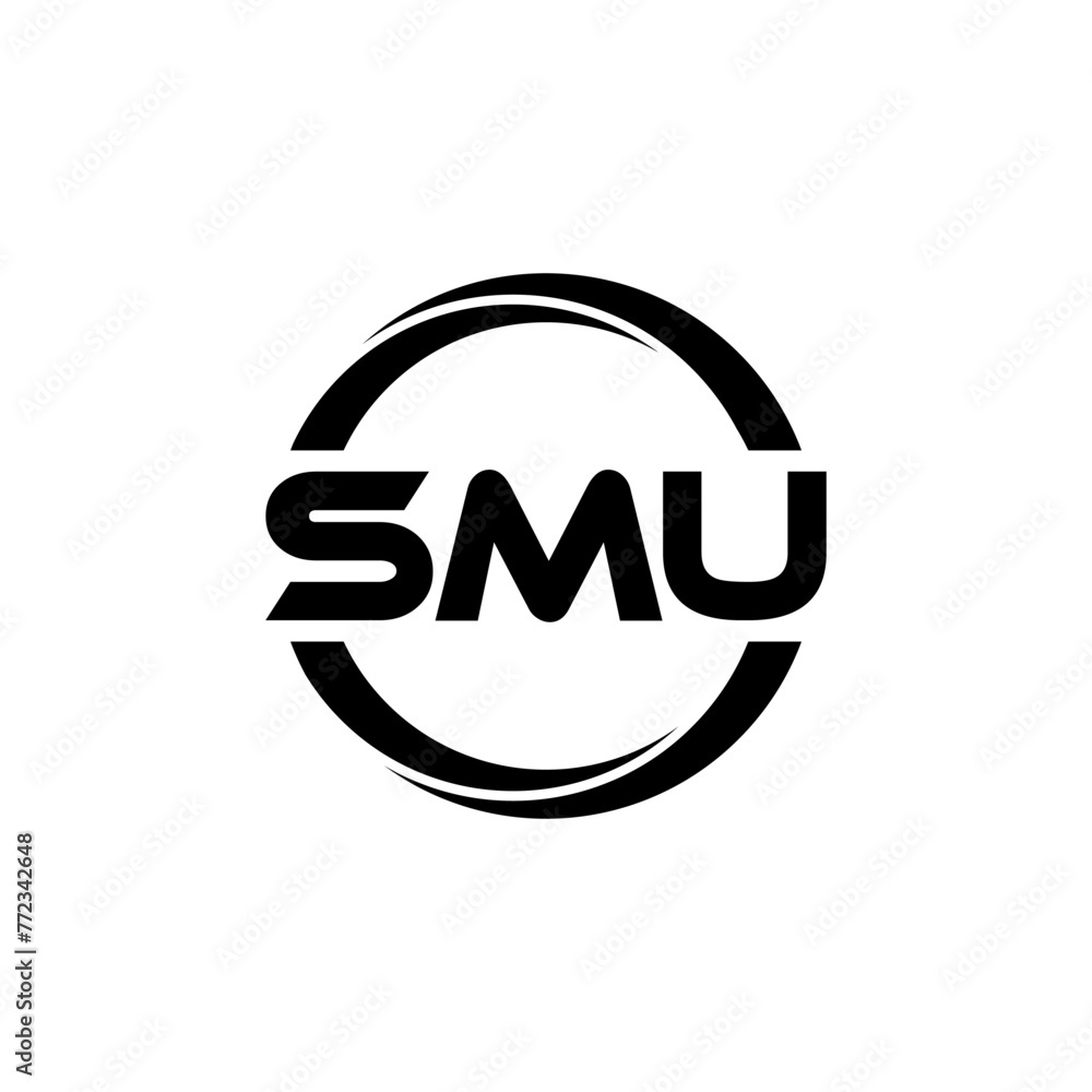 SMU letter logo design in illustration. Vector logo, calligraphy ...