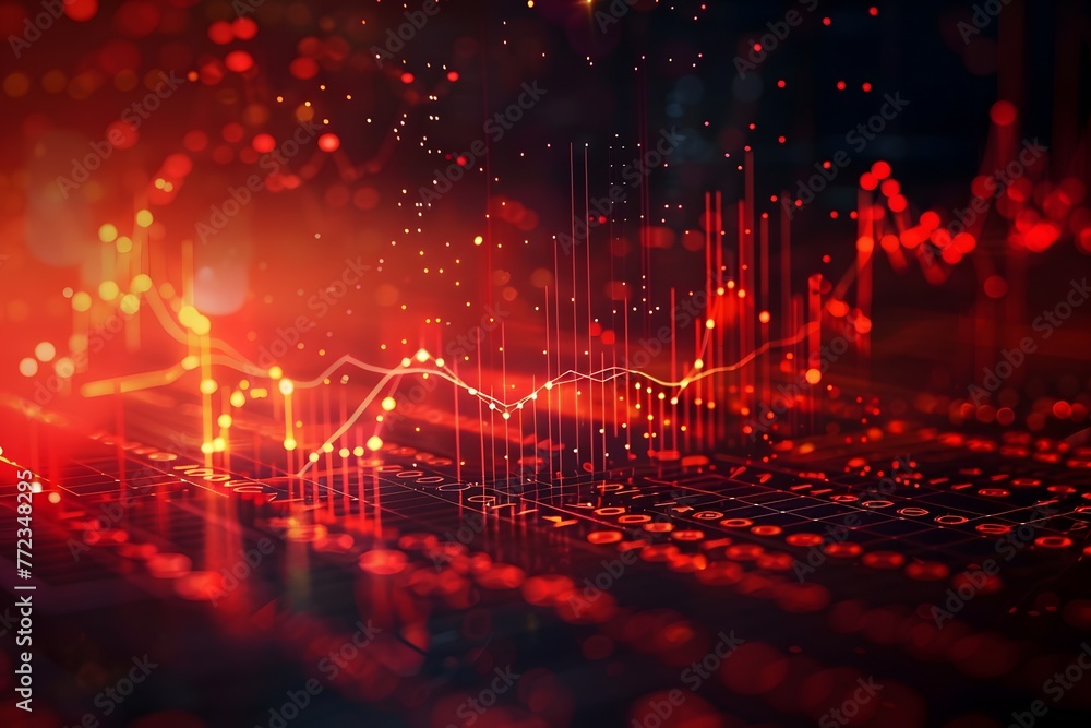 Stock Market Recession and Losses ,downtrend line graph on dark red ...