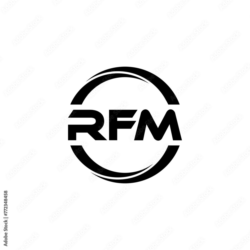 RFM letter logo design in illustration. Vector logo, calligraphy ...