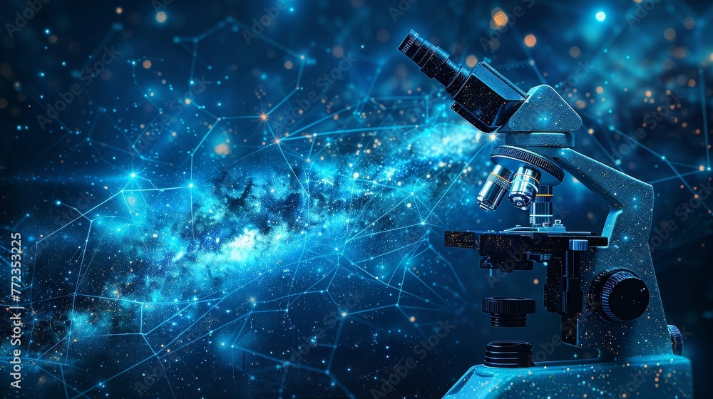 A mash line and point microscope are shown on a background with an ...