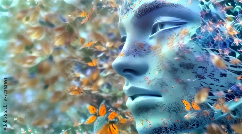 A visually striking image blending a human profile with vibrant natural ...