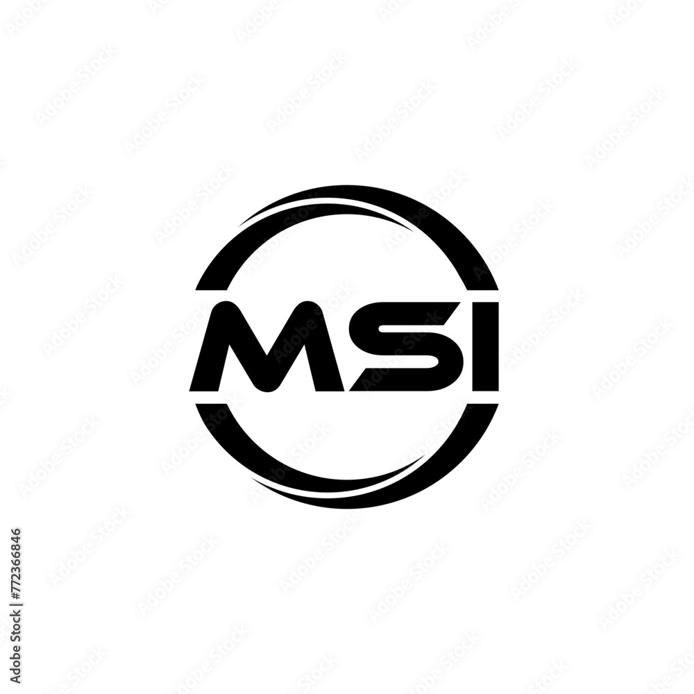 MSI letter logo design in illustration. Vector logo, calligraphy ...