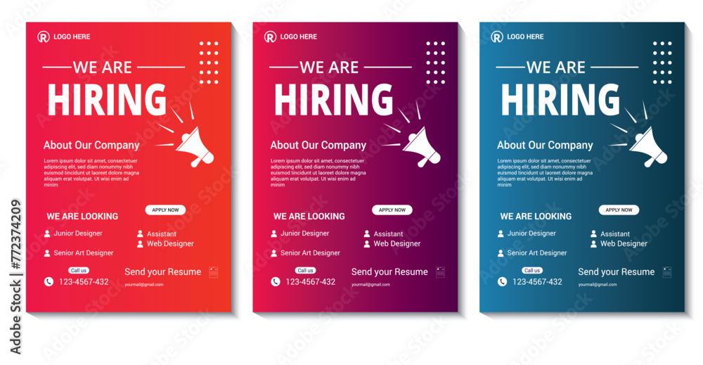 Job Vacancy Flyer Template or We are hiring flyer design bundle. We are ...