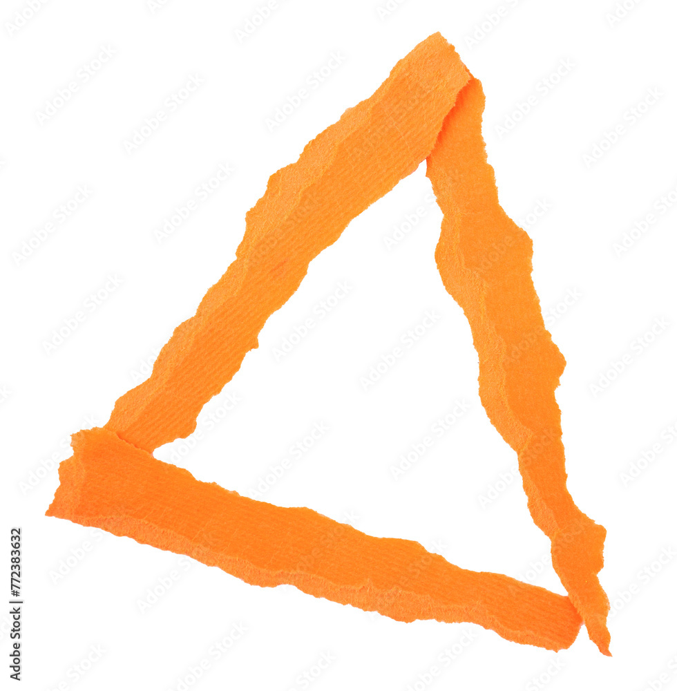 Orange Torn paper strips in a rectangle shape, ripped orange paper ...