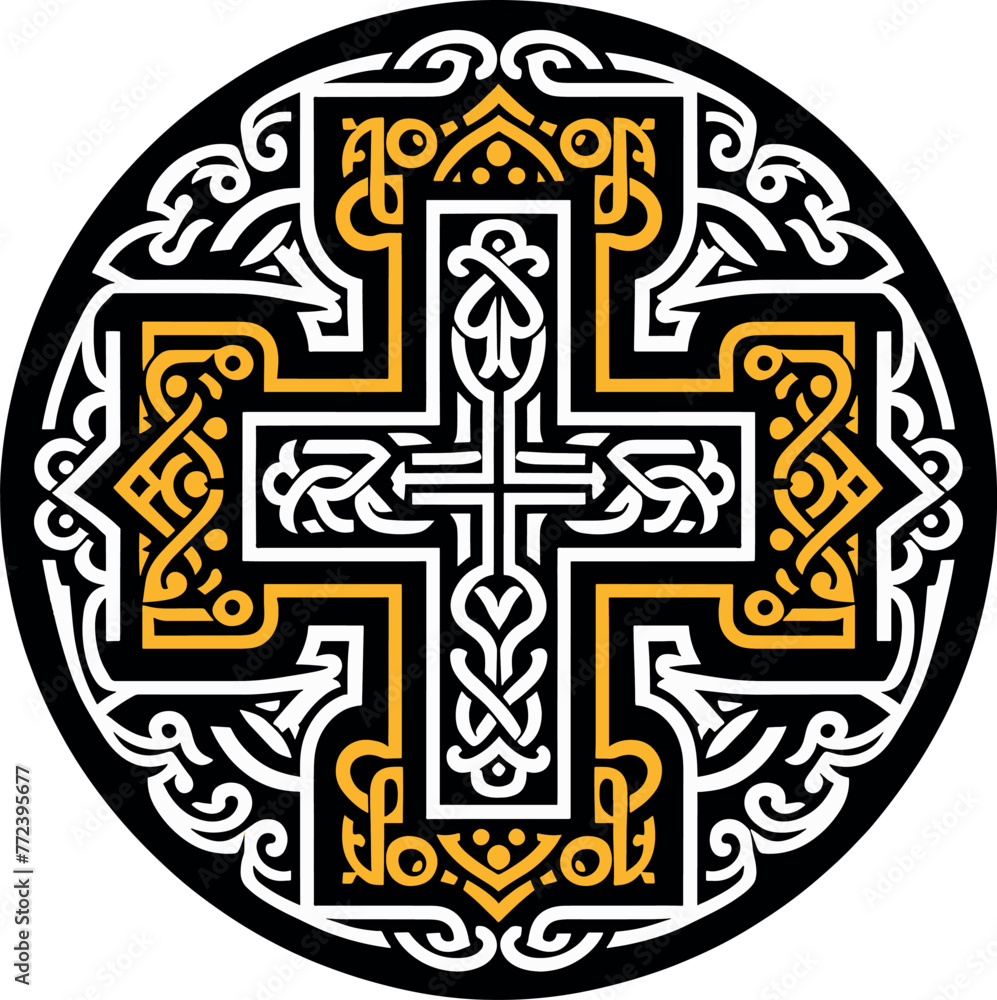 Vetor de Vector illustration of an ornamental Christian cross ...