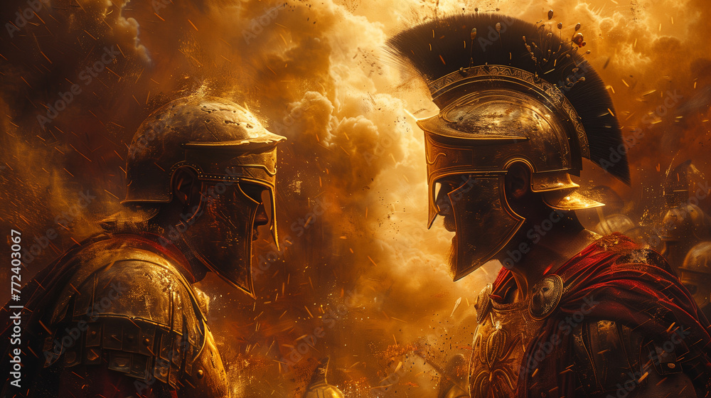 16:9 photo of Sparta led a force of warriors against the warrior forces ...