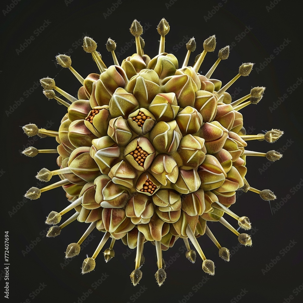 Scientific illustration of a pollen grain, detailing its unique ...