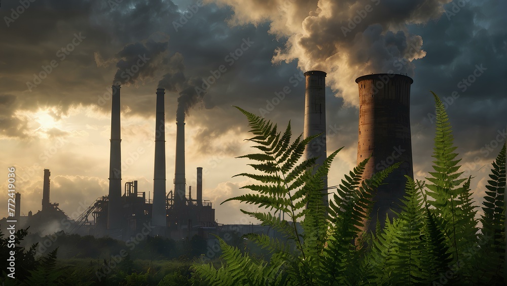 Decarbonization, featuring a vibrant green plant in the foreground with ...