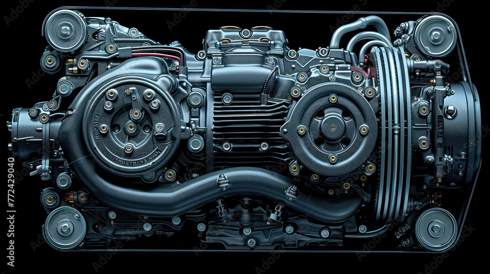 Detailed image showing the intricate design of a modern car engine with ...