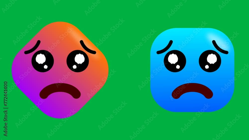 Tears eye emoji animation on green screen. Two Crying eye emoji ...