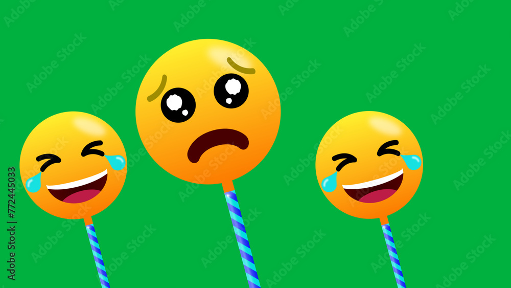 crying and funny emoji stick on green screen. crying and laughing emoji ...
