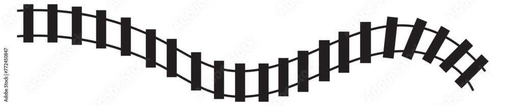 Vector illustration of curved railroad isolated on a white background ...