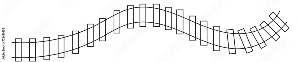 Vector illustration of curved railroad isolated on a white background ...