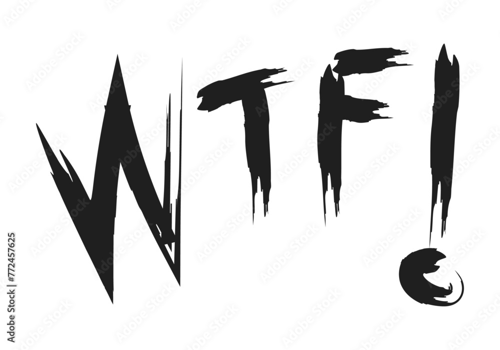 Expresión WTF escrito con trazo de pincel negro. Stock Vector | Adobe Stock