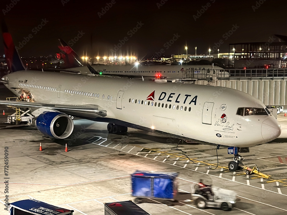 New York, USA - 27 January 2024: Boeing 767 operated by Delta Air Lines ...