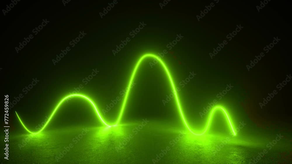 Abstract Geometric Neon Background Colorful Glowing Wavy Line Moves