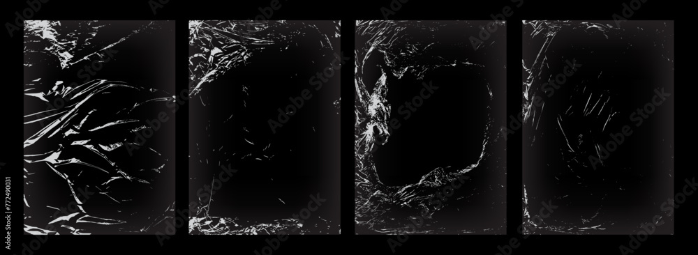 Set of polyethylene texture. Torn effect. Transparent stretched cling ...