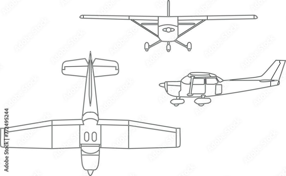 Vetor de Adobe Illustrator Artwork Cessna 172 Skyhawk line drawing-svg ...