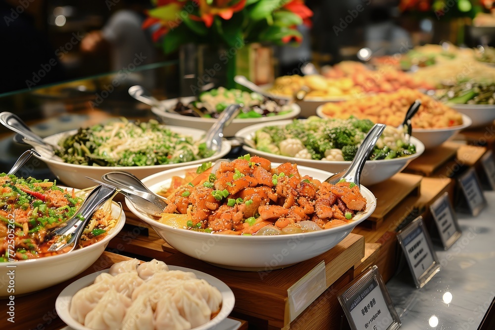 Chinese food display showcasing a variety of traditional and modern ...