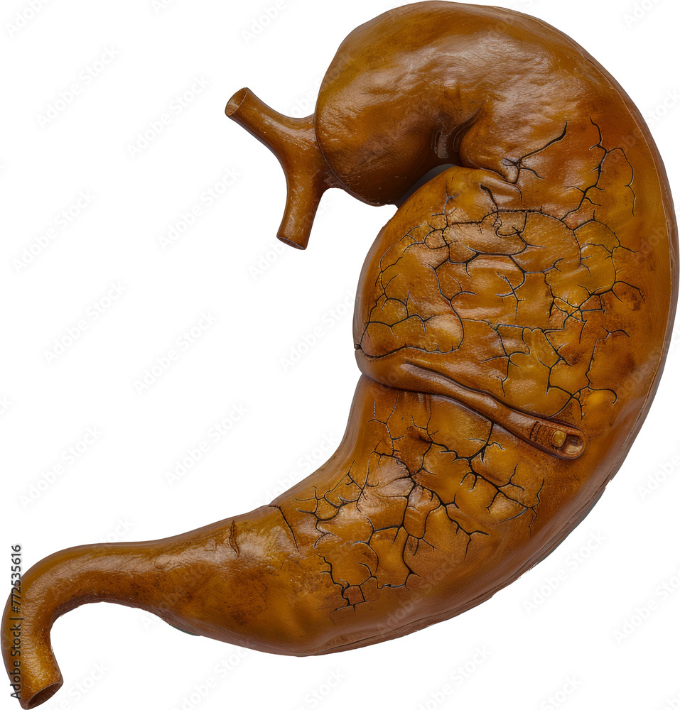 Detailed human pancreas model with ducts cut out on transparent ...