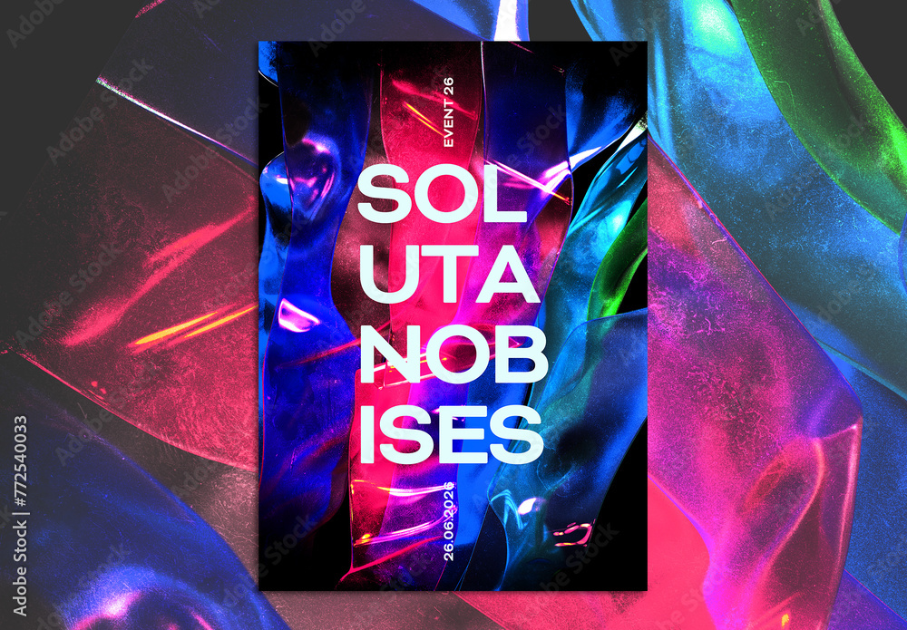 Colorful Poster Design Layout with Abstract Glass Composition Stock ...