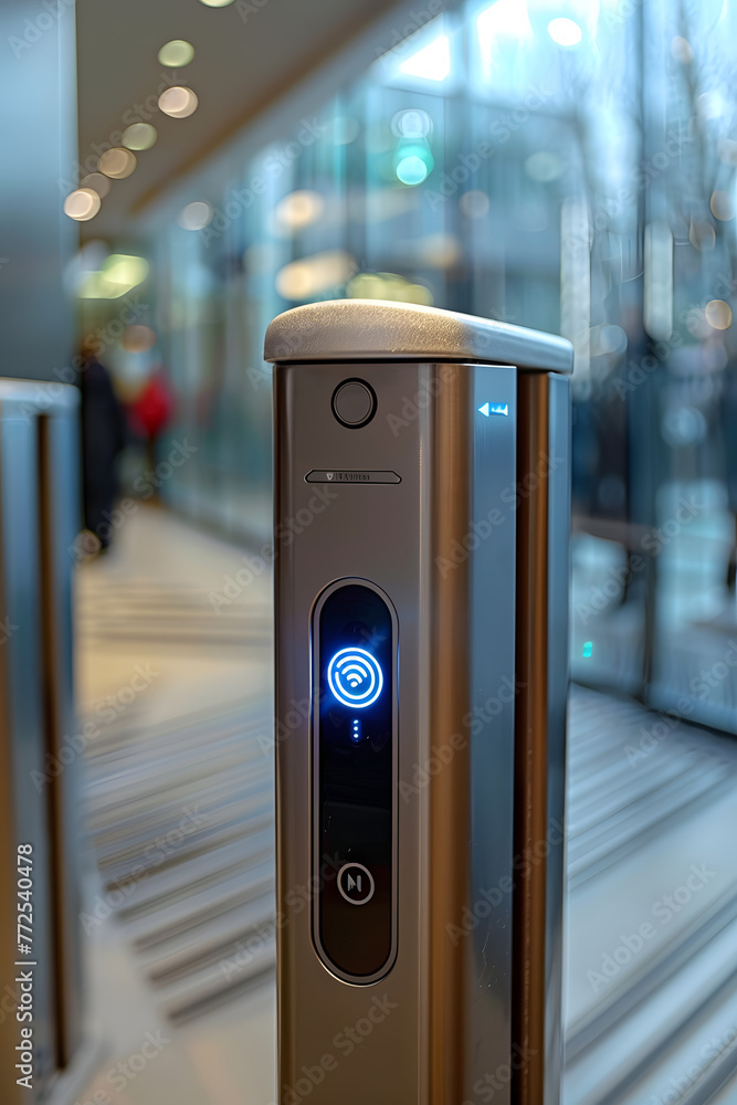 NFC card entry system on a turnstile. Access control and security ...