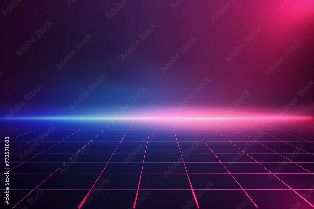 A captivating 80s retro synthwave background featuring a digital grid ...