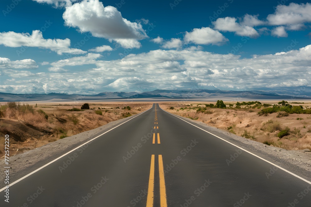 Paved road stretches into the distance, a symbol of journey Stock Photo ...
