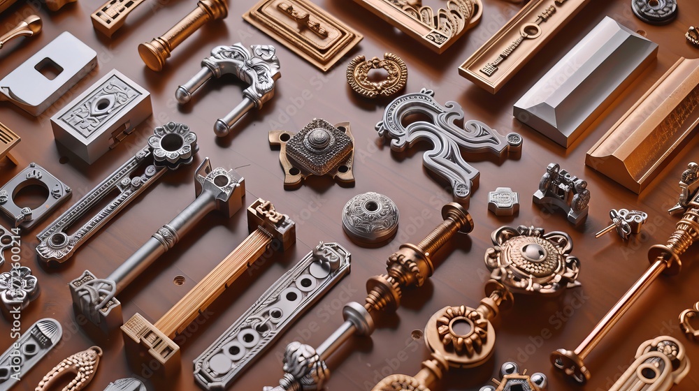 Furniture fittings from ornate pull handles to angular brackets. Wide ...