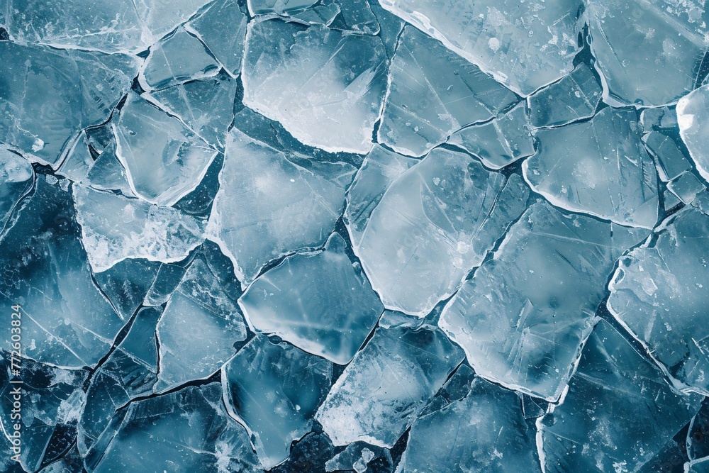 Broken ice texture, background of cracked glass, Scratched blue ice ...