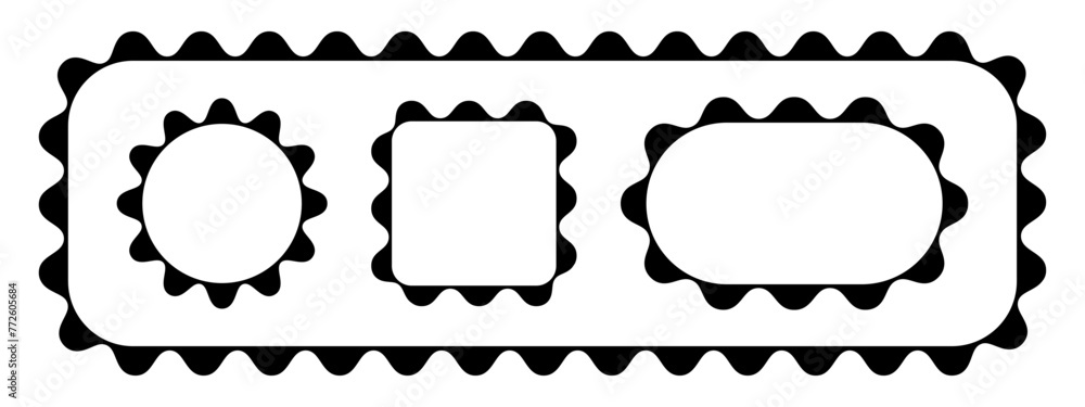 Set of round, square, rectangle and oval frames with scalloped borders ...