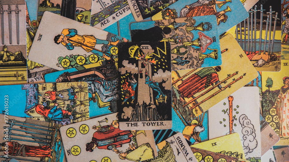 Malmö, Sweden - April 1, 2024: The Tower Major Arcana Tarot Card Rider ...