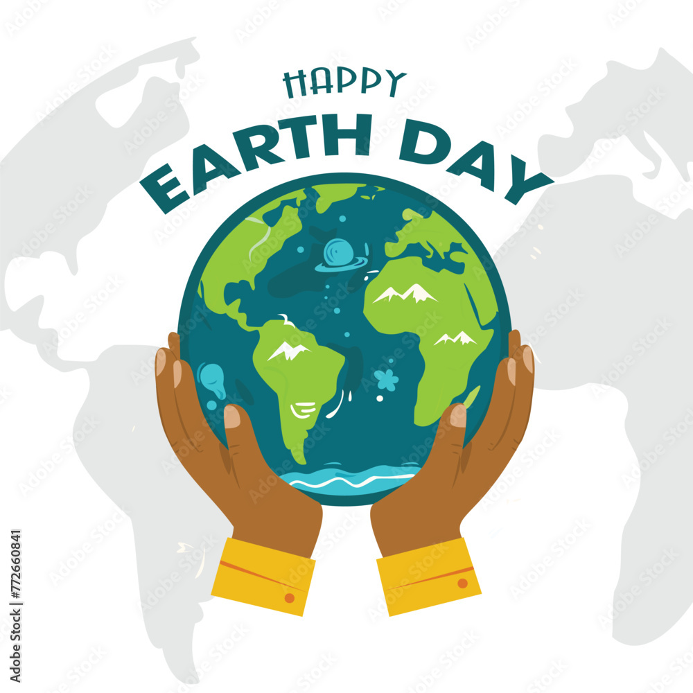 Happy earth day. African hands holding globe, earth. Earth day concept ...