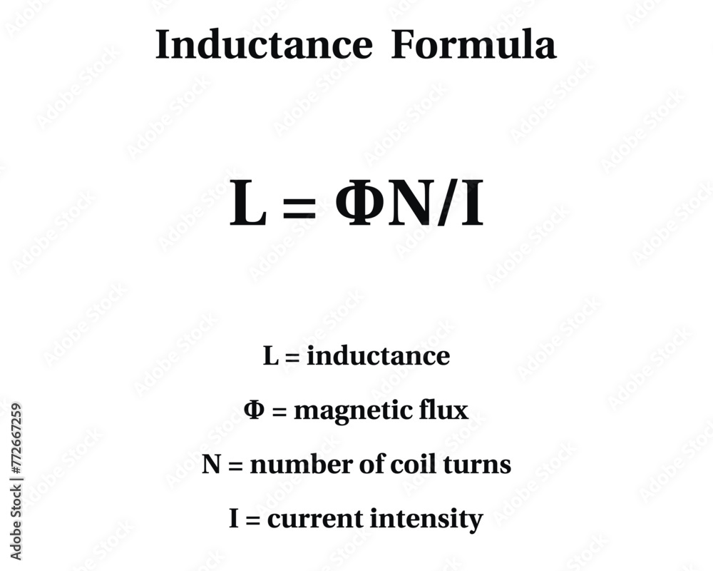 Inductance Formula on the white background. Education. Science. School ...