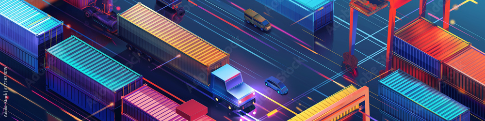 illustration of Logistics and transportation, Integrated warehousing ...