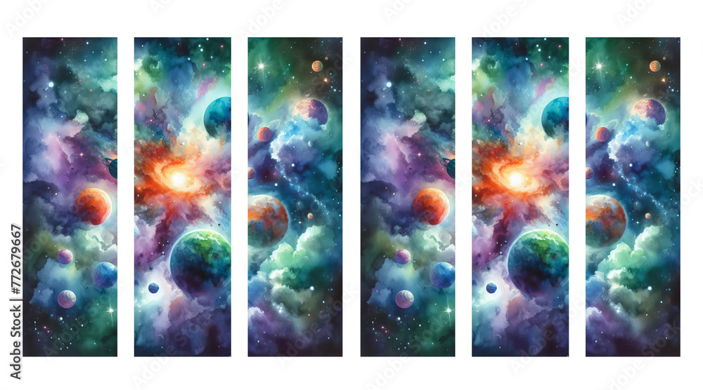 Set of colorful bookmarks – Collection of watercolor bookmarks of ...