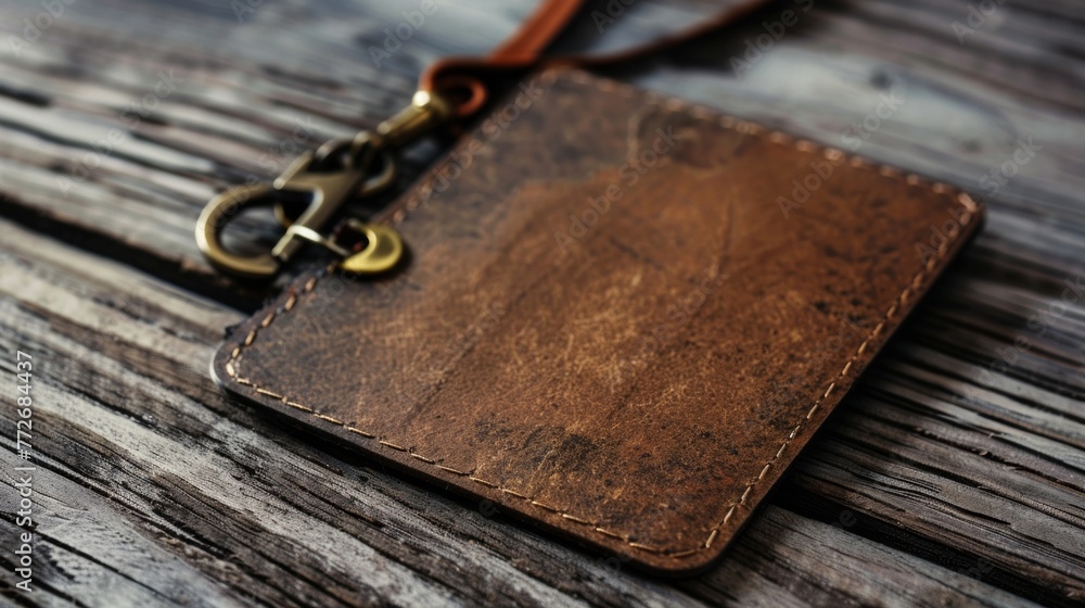 Vintageinspired blank mockup of a name tag and lanyard design featuring ...