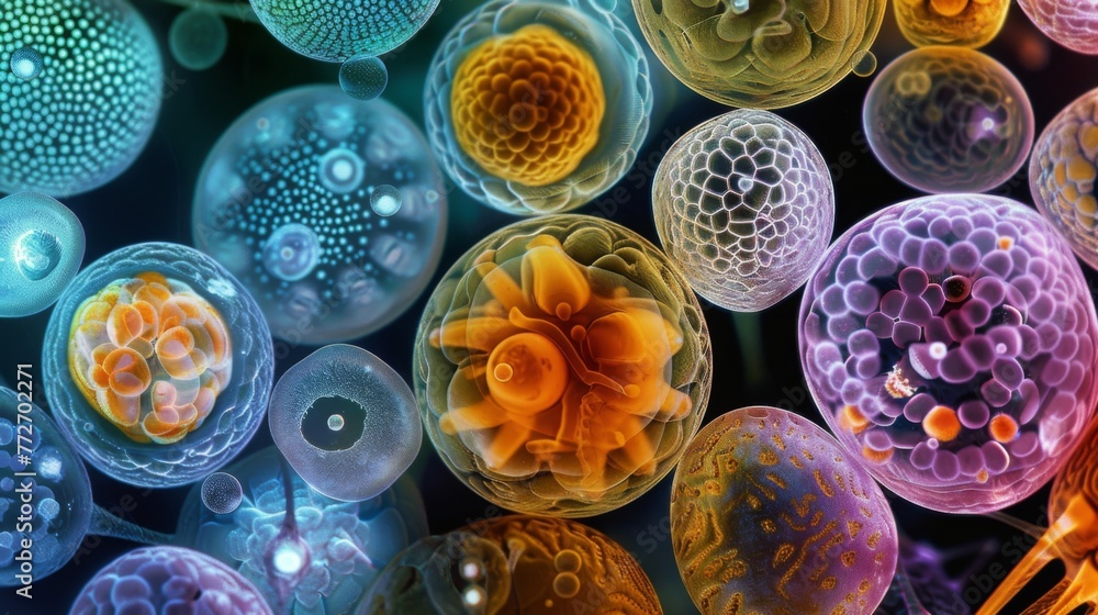 A composite image of several different egg cells from various species ...