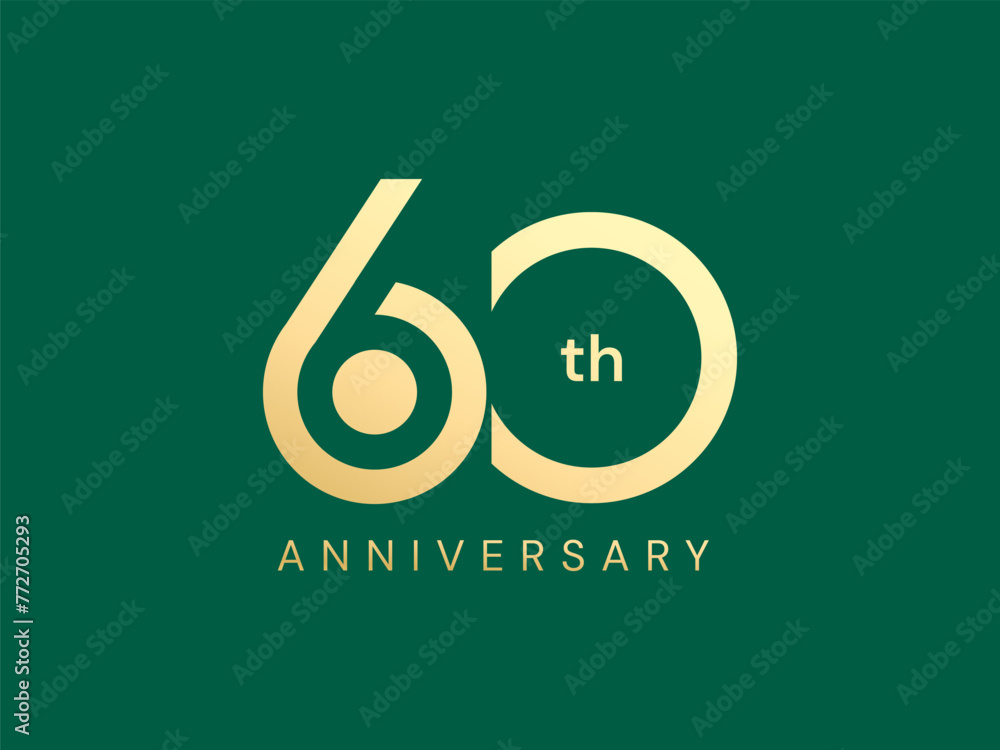 60th Anniversary luxury gold celebration with overlapping number logo ...